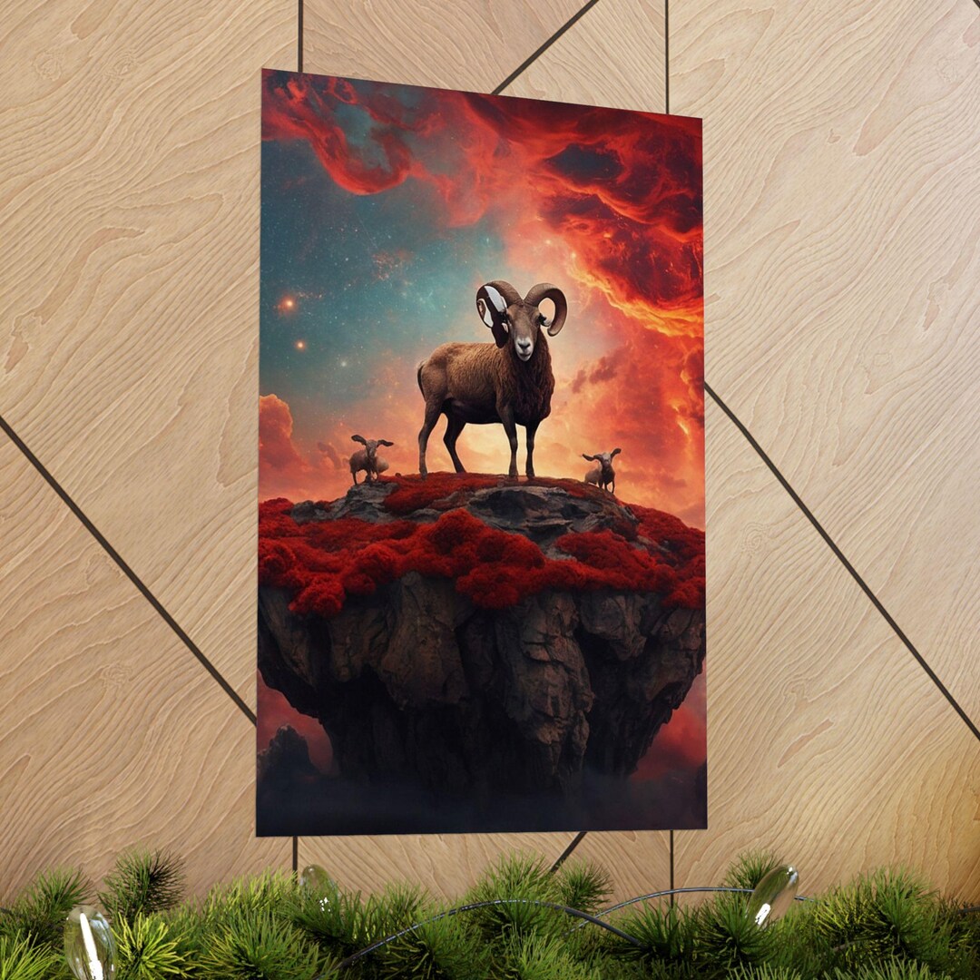 Bold Aries Zodiac Sign Matte Canvas Fiery Astrology Wall Art Aries ...