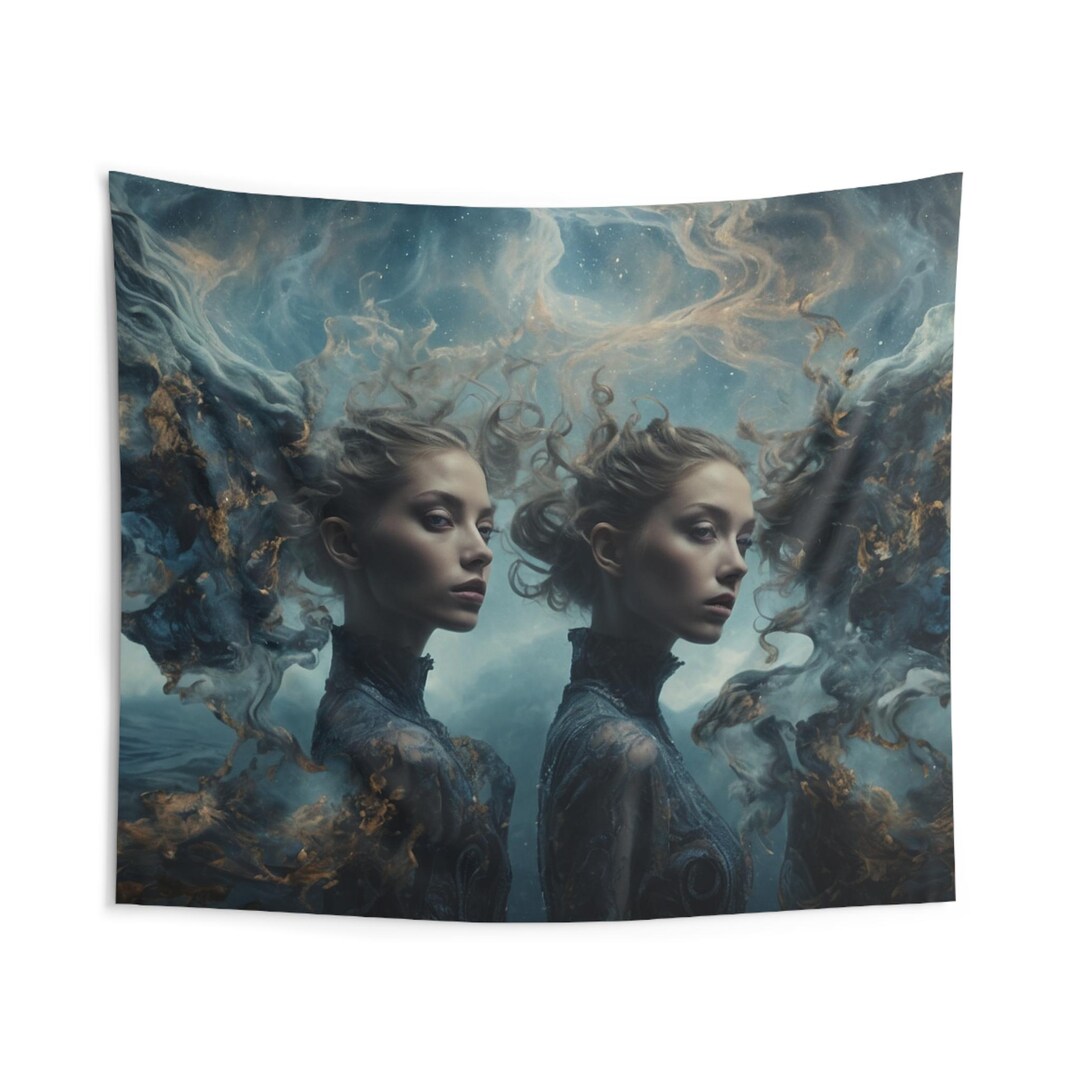 Dynamic Gemini Zodiac Sign Indoor Wall Tapestry Versatile Astrology Art ...