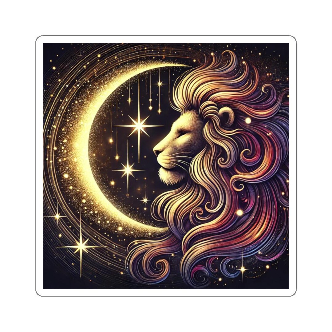 Leo Zodiac Die-cut Stickers, Crescent Moon and Lion Sticker Set ...