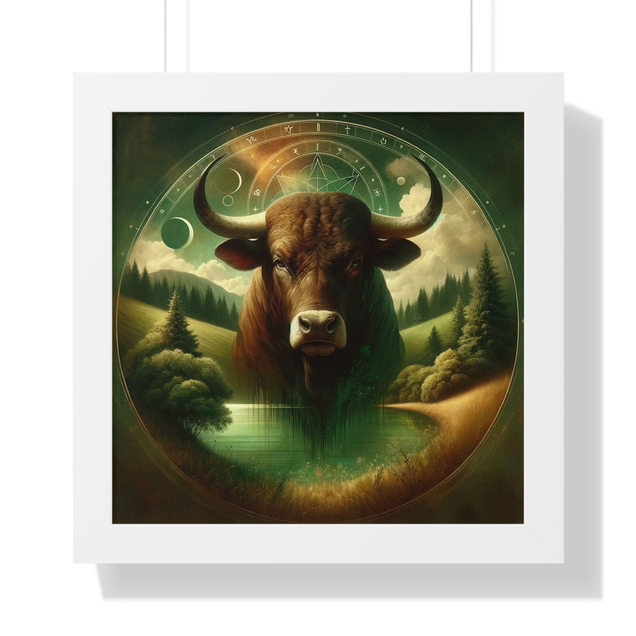 Taurus Framed Horizontal Poster Taurus Poster, Zodiac Art, Earth Sign ...