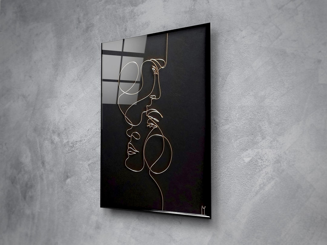 Linear Man and Woman Glass Wall Art Plexy Glass Art Print on - Etsy