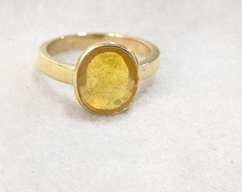 Natural Certified Yellow Sapphire/ Pukhraj Panchdhatu Rashi Ratan Astrological Purpose Ring for ...