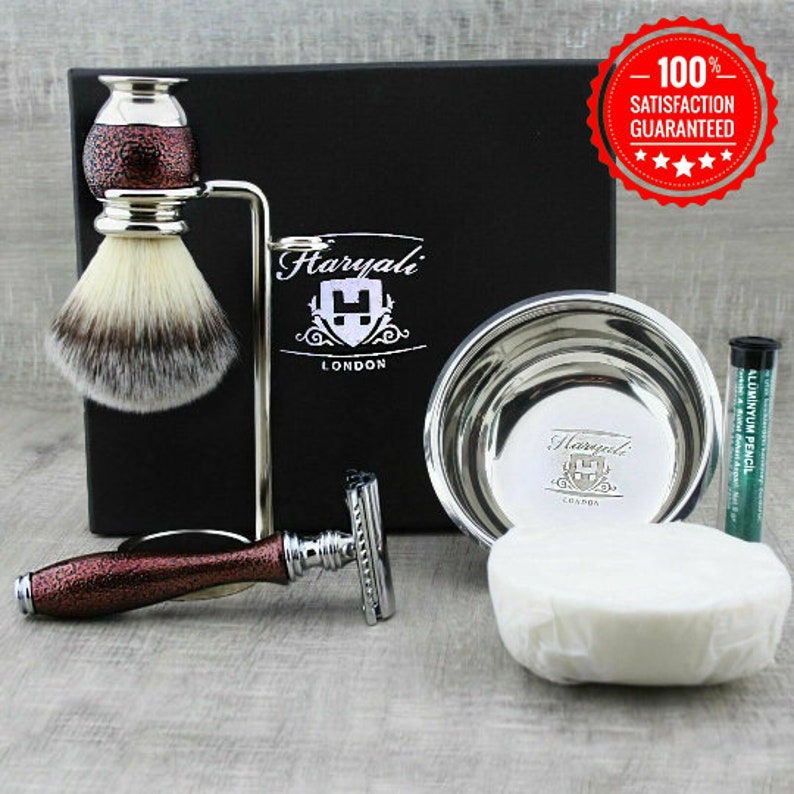 Shaving Kit for Men Double Edge Safety Razor, Silver Tip Badger Hair ...