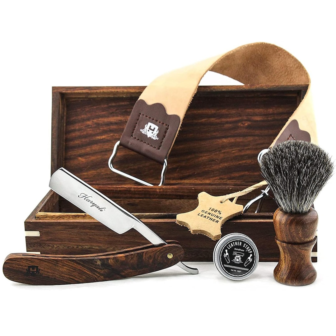 Handmade Wooden Shaving Kit for Men Cut Throat Razor Kit Traditional ...