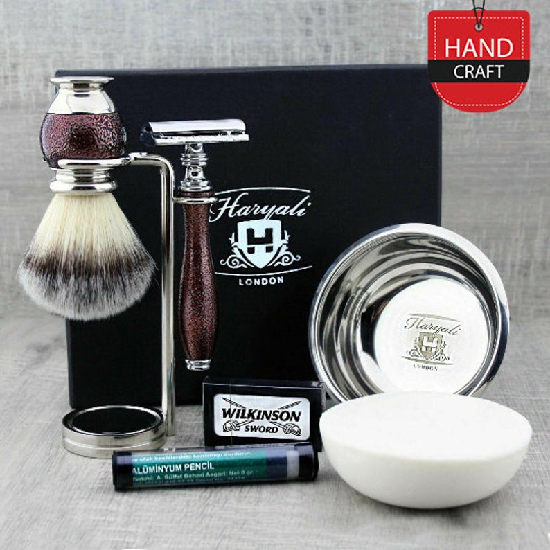 Shaving Kit for Men Double Edge Safety Razor, Silver Tip Badger Hair ...