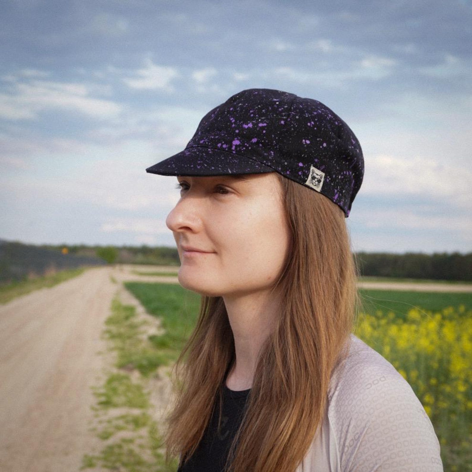 Cycling Cap Hand-painted | Black Cotton Space | Unique Under-helmet Cap ...