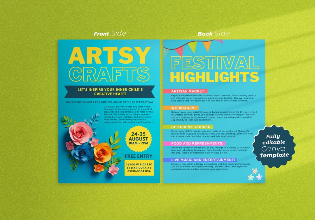 Fully Customisable Arts and Crafts Fair Flyer Template for - Etsy