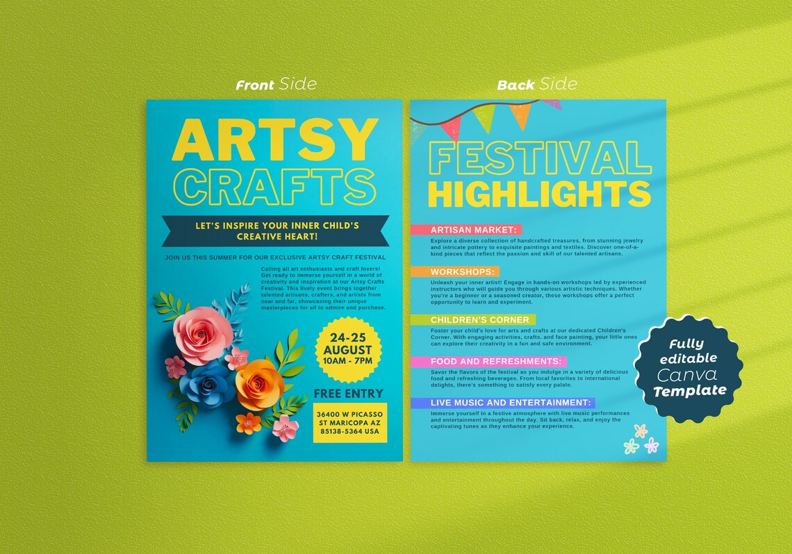 Fully Customisable Arts and Crafts Fair Flyer Template for - Etsy