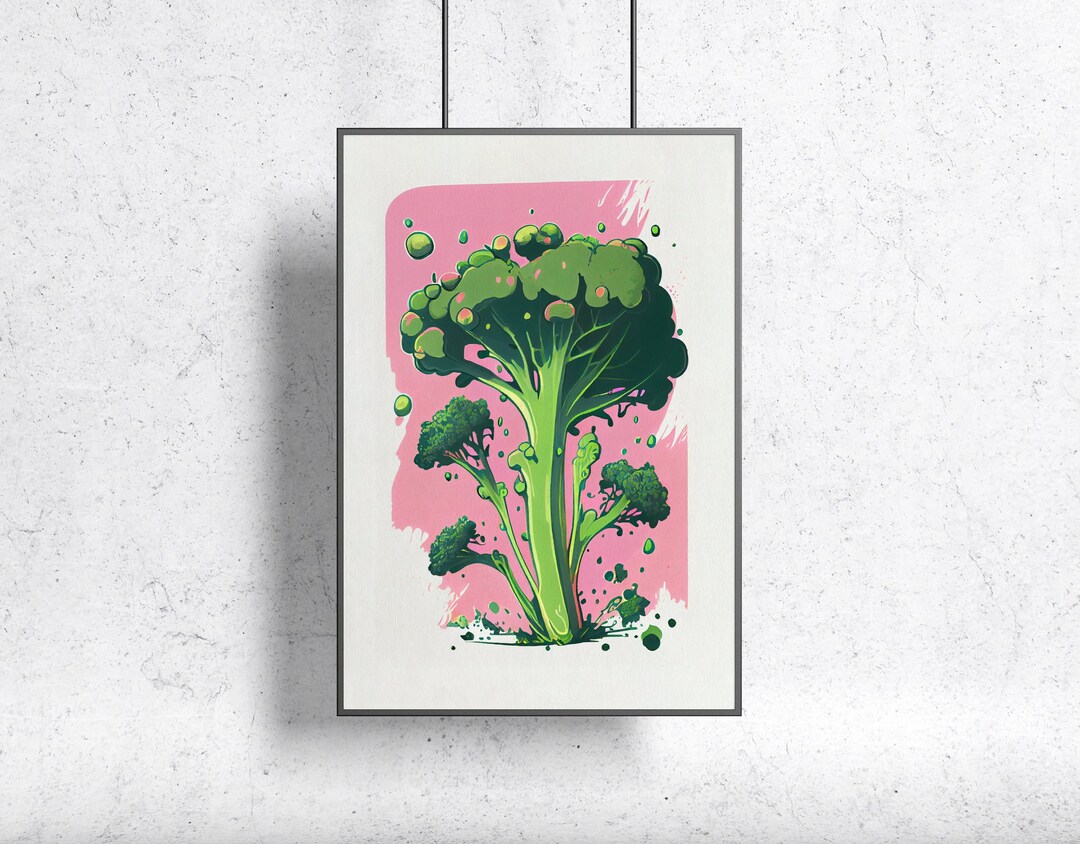 Printable Illustration of Broccoli Sketch Colourful Food Gift Kitchen ...