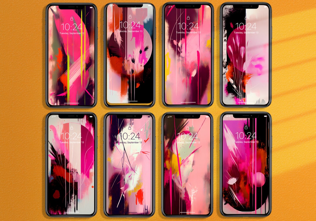 8 Pink Abstract Mobile Phone Wallpapers, Digital Download, Illustration ...