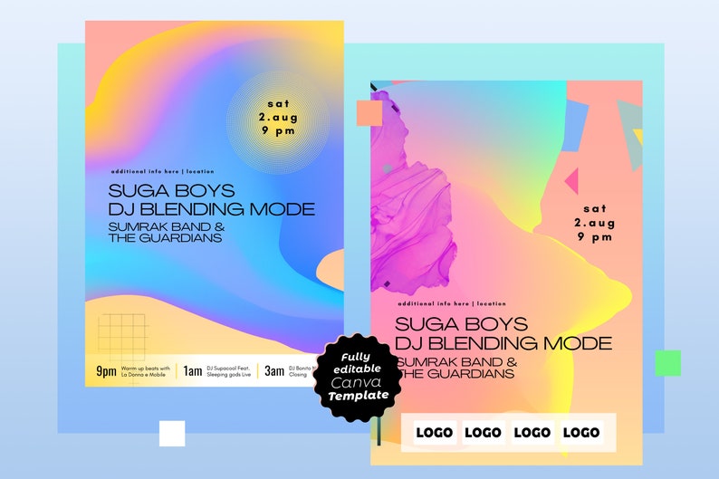 Club Night Flyer: Fully Editable Canva Invite - Printable ...