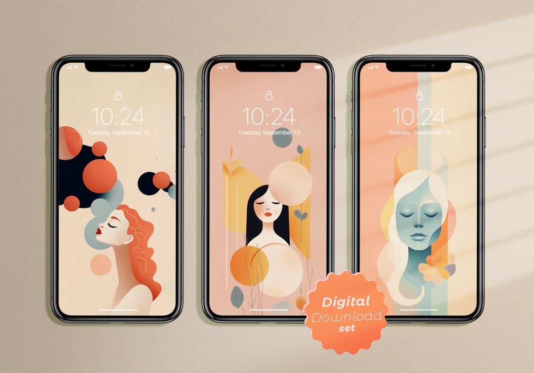 Pastel Dreams - 3 Mobile Lockscreens, Gentle Beautiful Feminine Neutral ...