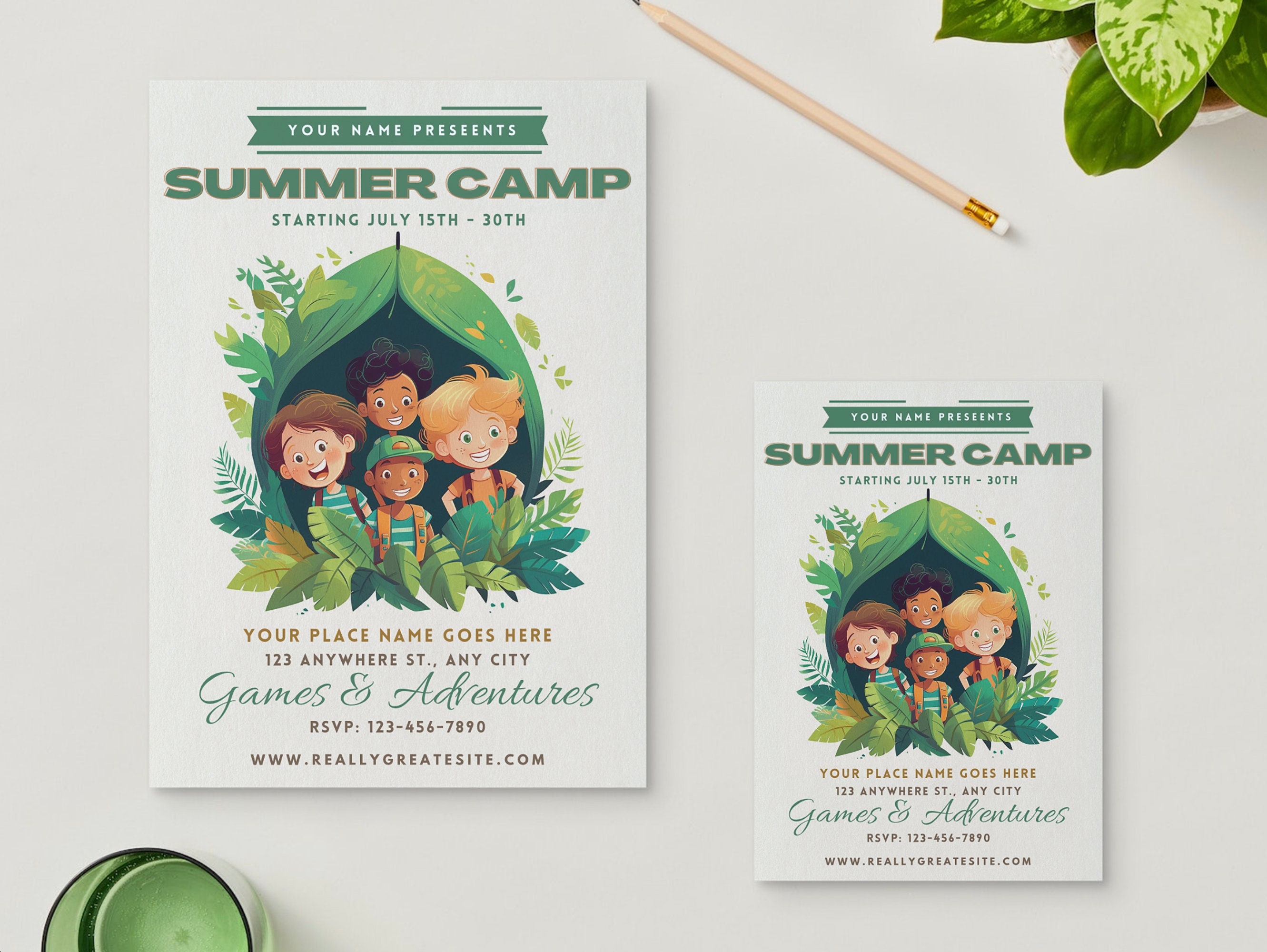 Fully Editable Kids Summer Camping Flyer Template for Canva ...