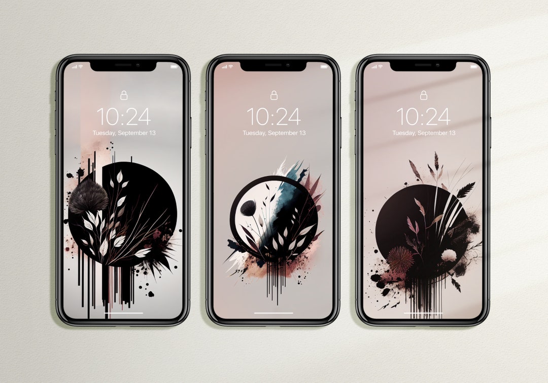 3 Mobile Wallpapers, Digital Download, Illustration Background Bundle ...