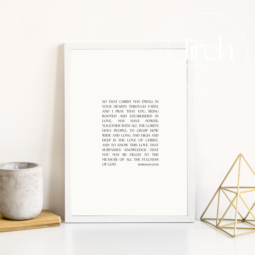 Ephesians 3:17-19 Bible Verse Printable Wall Art Scripture Modern Home ...
