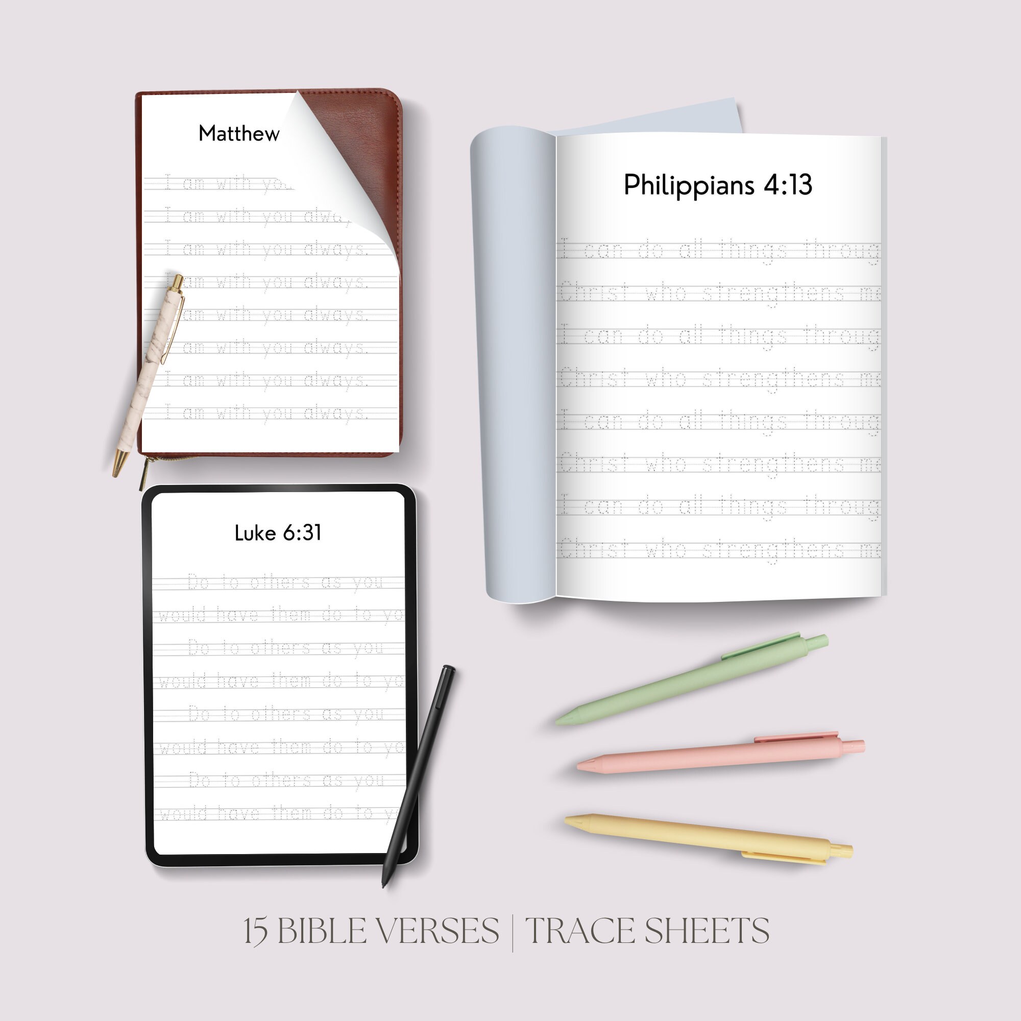 15 Pages Bible Verse Printable Trace Sheets Handwriting - Etsy