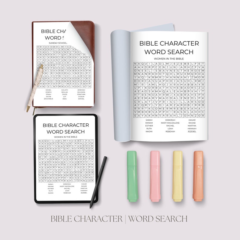 3 Pages Bible Character Word Search Printable Sunday School Kids ...