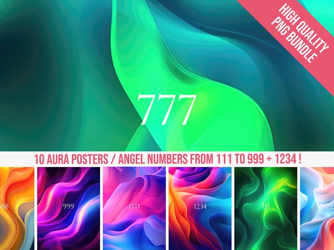 777 Aura Poster 444 Aura Poster Set Aura Backgrounds Angel Number ...