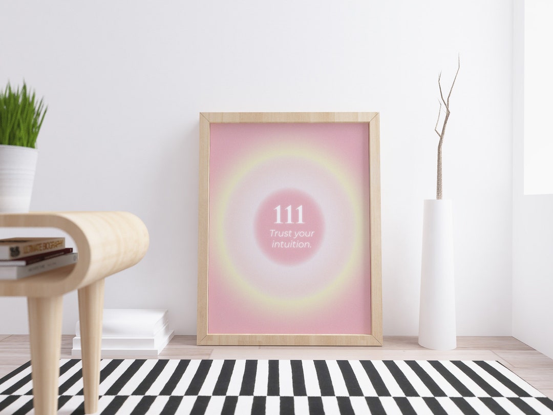111 Poster 111 Angel Number Poster Grainy Gradient Pink Gradient Aura ...