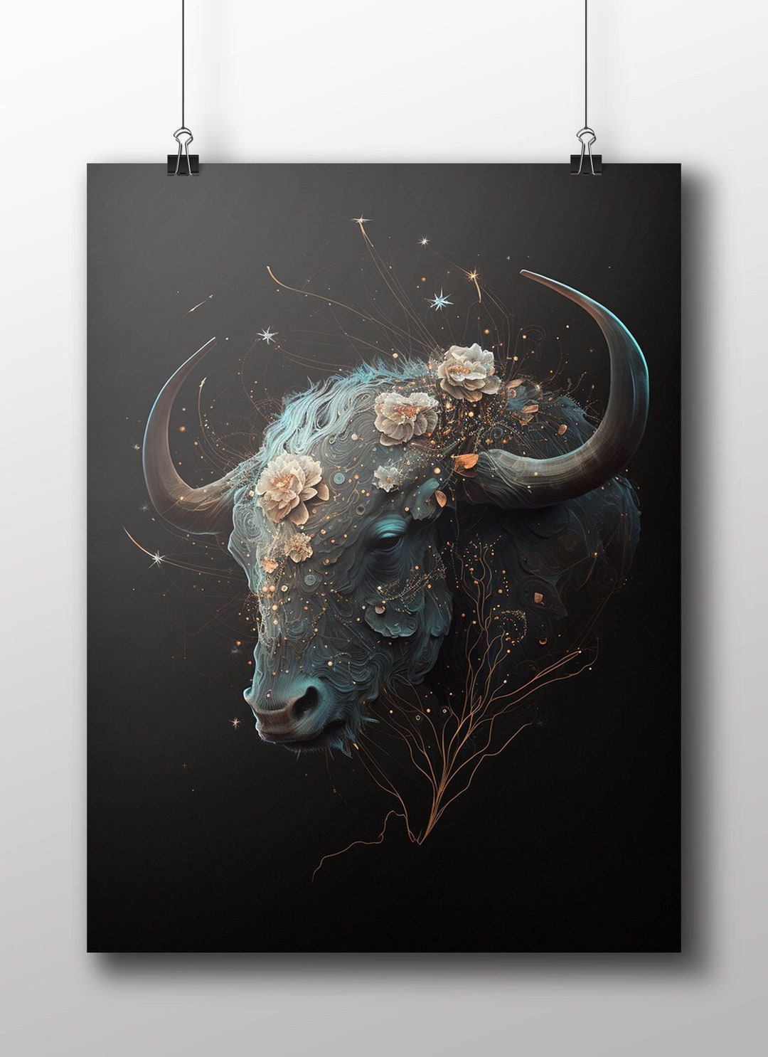 Taurus Print Zodiac Poster Celestial Art Taurus Wall Print Taurus ...