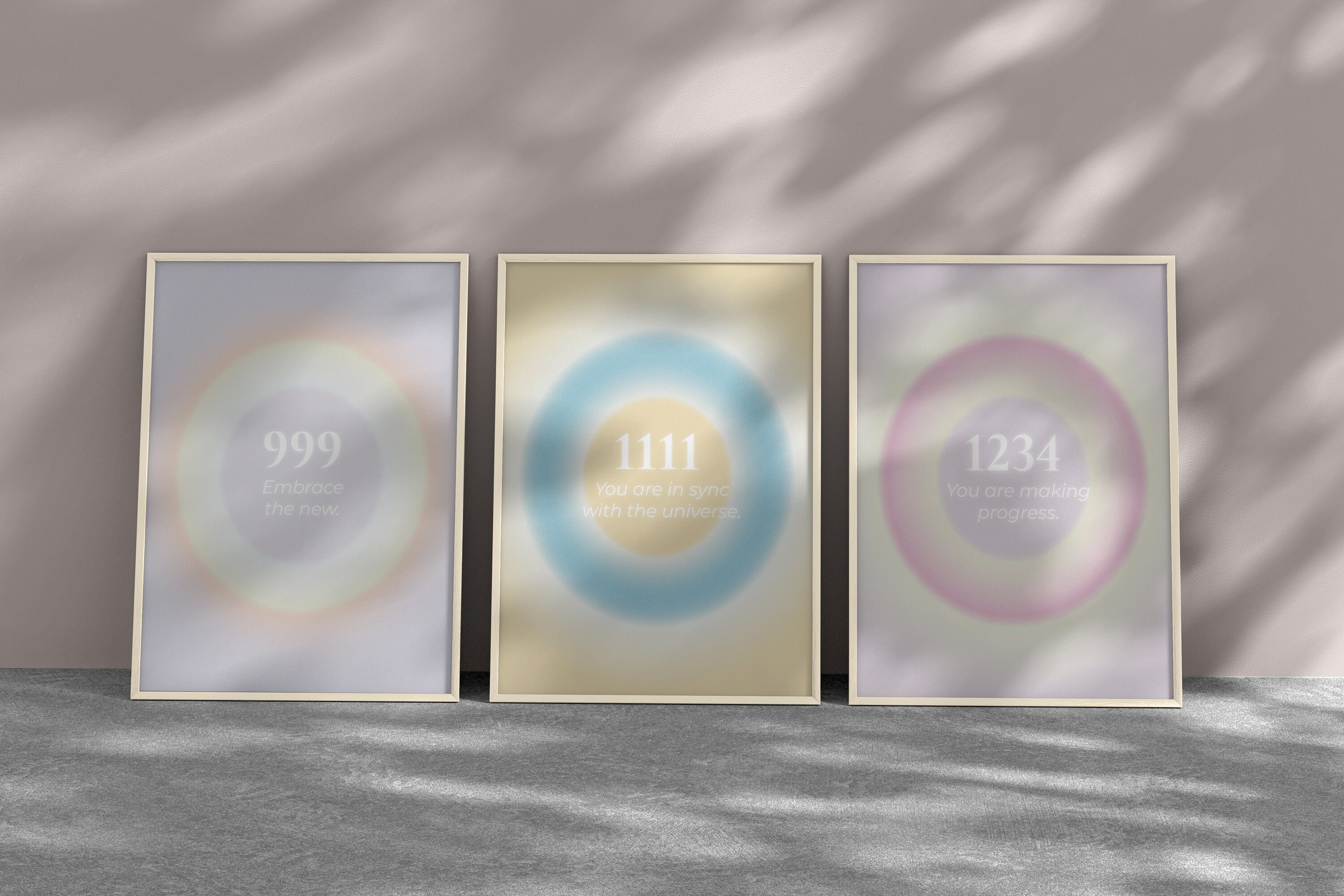 999 Poster 999 Angel Number Poster Grainy Gradient Pink Gradient Aura ...