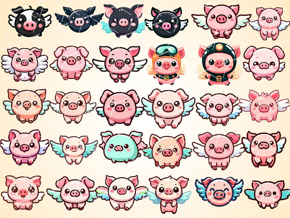 Flying Pig SVG When Pigs Fly Pig With Wings Digital Download Instant ...