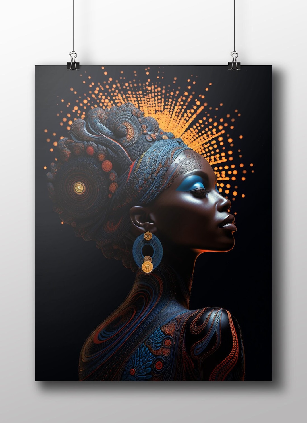 Afro Portrait Afro Queen Nubian Queen Afro Centric Afro - Etsy