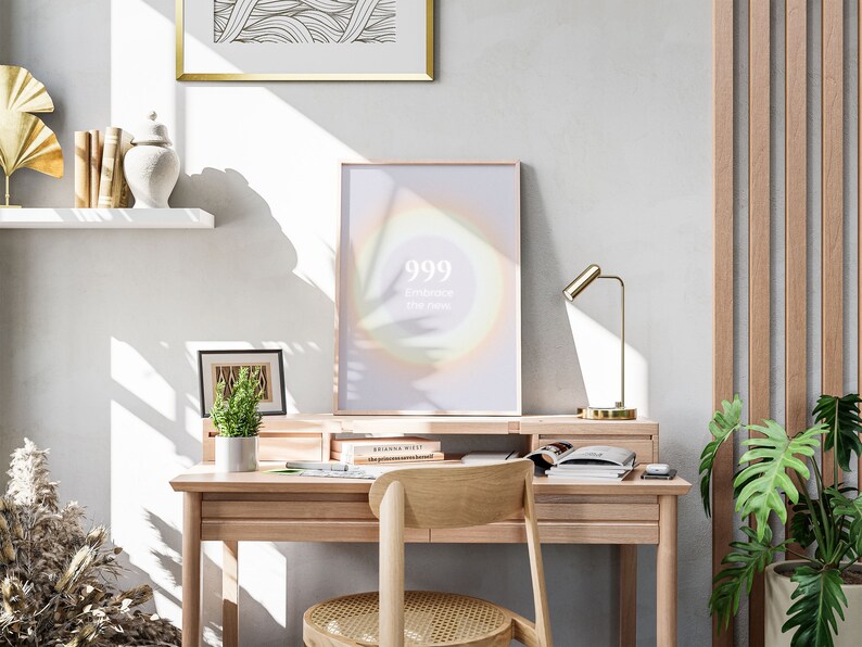 999 Poster 999 Angel Number Poster Grainy Gradient Pink Gradient Aura ...