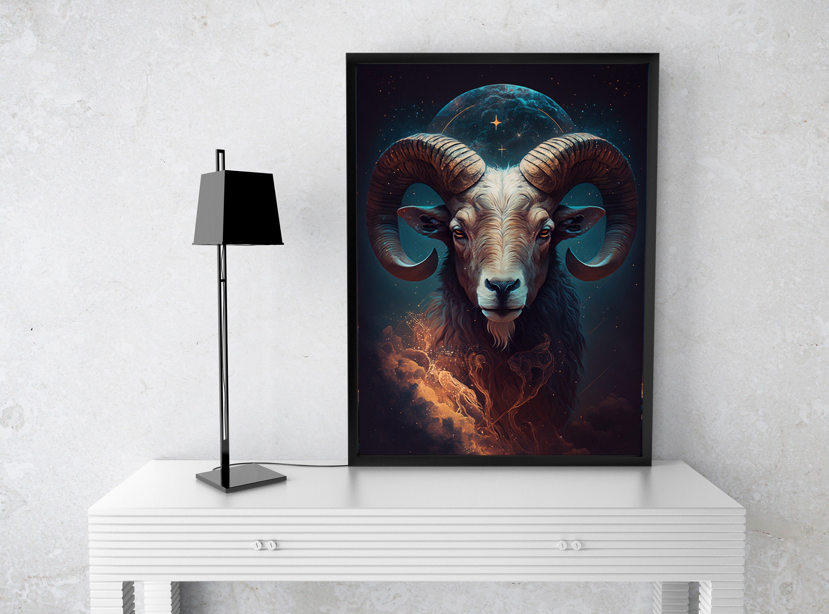 Aries Poster Zodiac Print Celestial Artwork Aries Astrology Poster ...