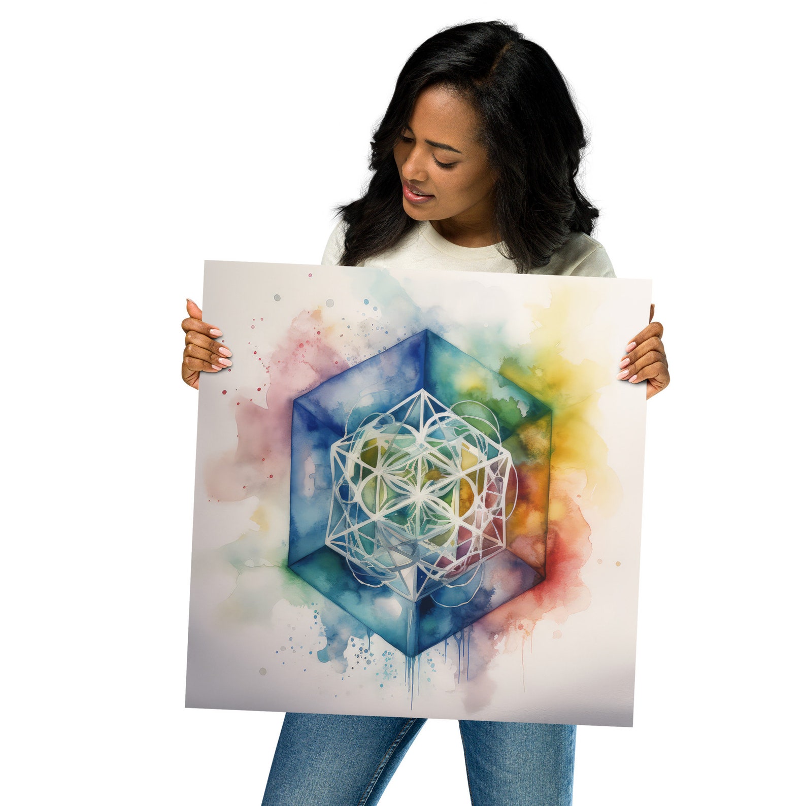 Sacred Geometry Metatrons Cube Metatron Cube Wall Meditation Sacred ...