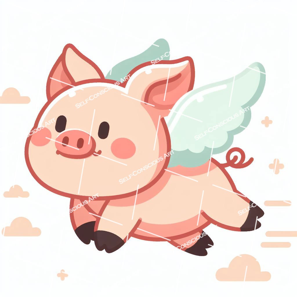 Flying Pig SVG When Pigs Fly Pig With Wings Digital Download Instant ...