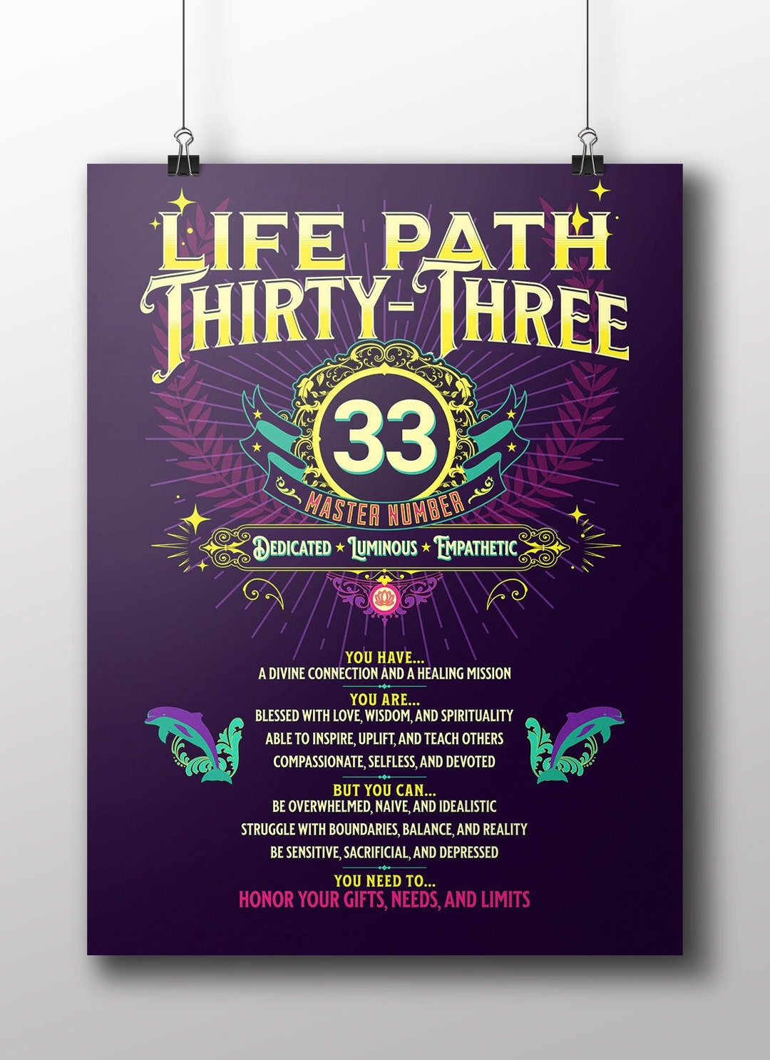 Numerology Life Path 33 Poster Master Number Spiritual Gift - Etsy
