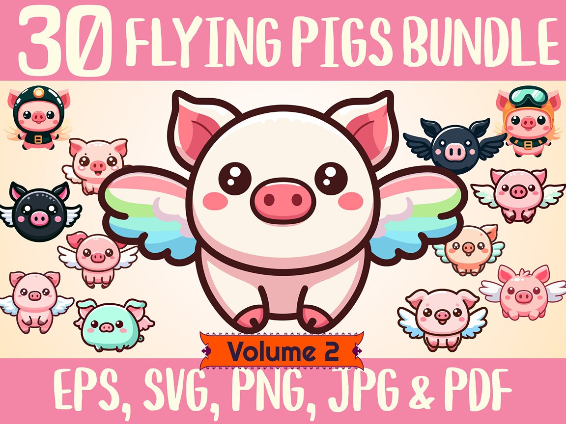 Flying Pig SVG When Pigs Fly Pig With Wings Digital Download Instant ...