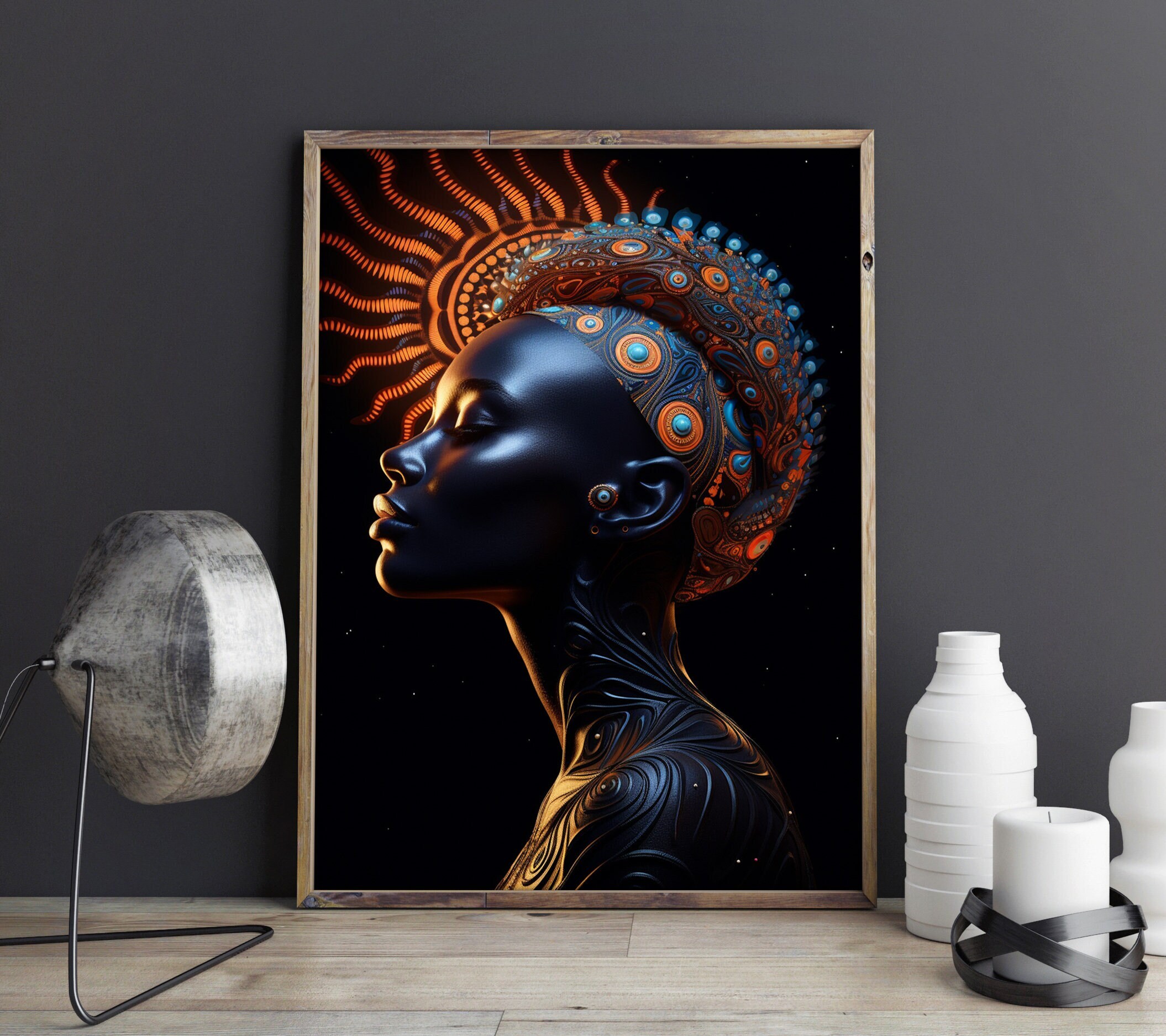 Afro Portrait Afro Queen Nubian Queen Afro Centric Afro - Etsy