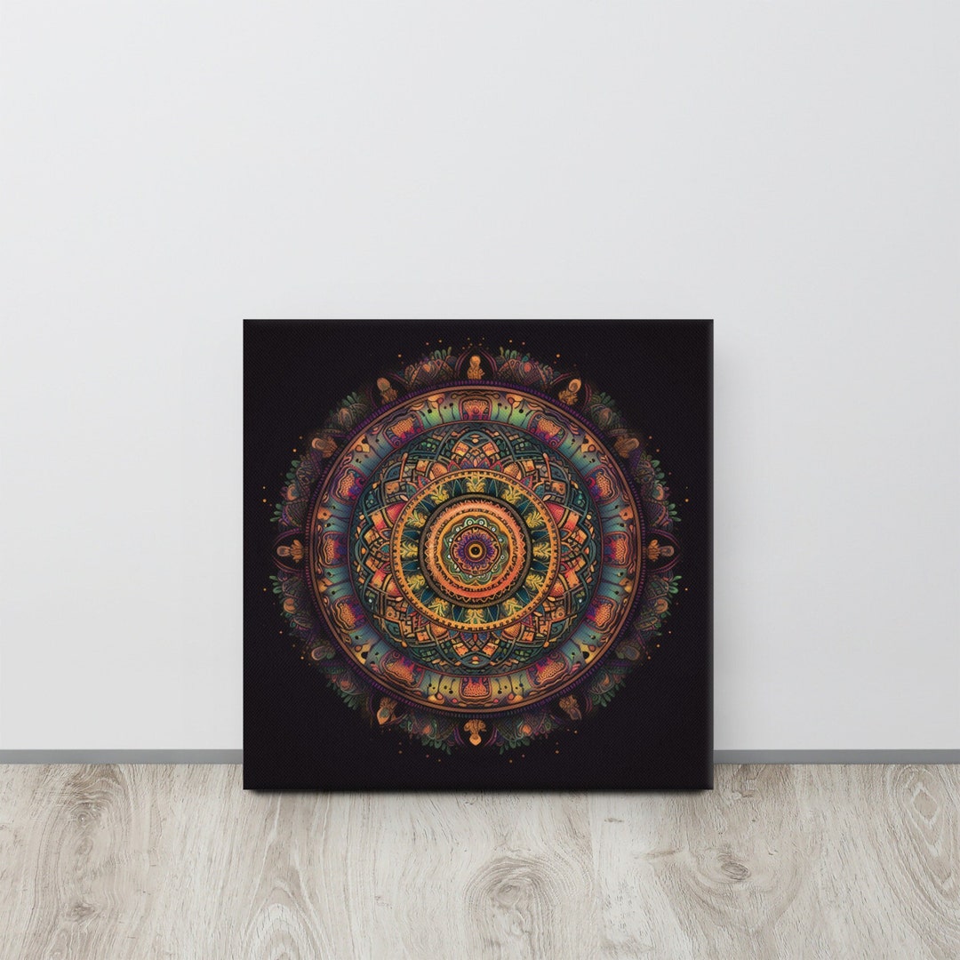 Colorful Shamanic Mandala Canvas With Primitive Art Influences - Etsy