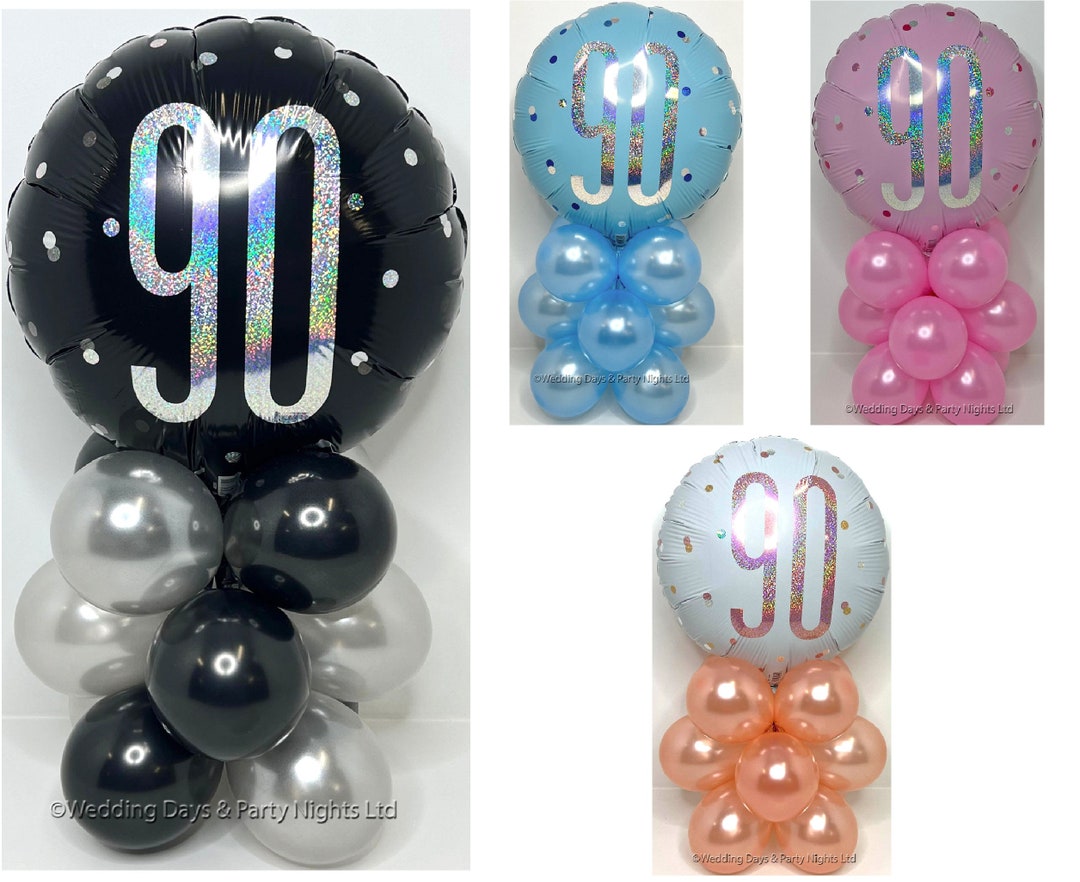 90th Birthday Foil Balloon Display Kit DIY Party Table Decoration or ...