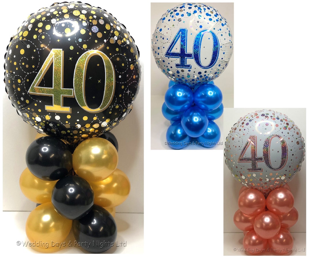 40th Birthday Foil Balloon Display Kit DIY Party Table Decoration or ...