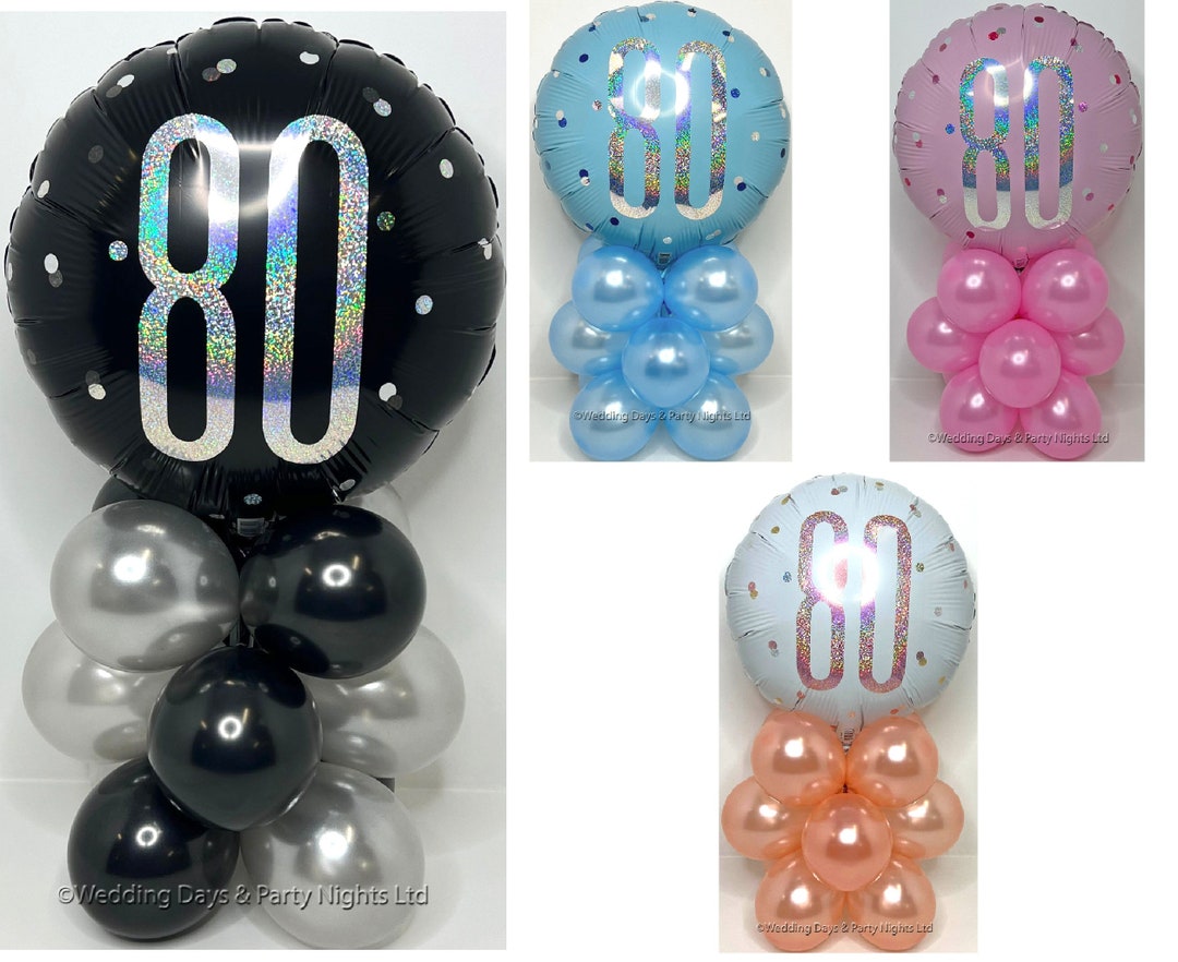 80th Birthday Foil Balloon Display Kit DIY Party Table Decoration or ...