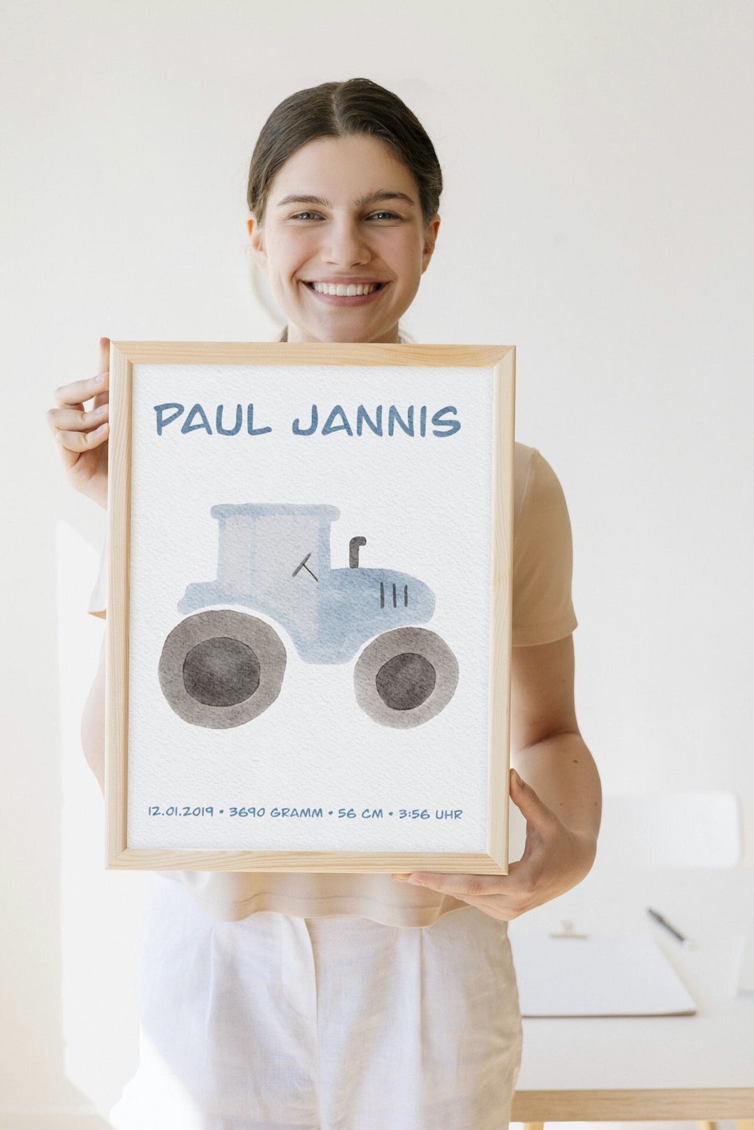 Personalized Birth Poster Tractor I Personalized, Hand-painted Birth ...