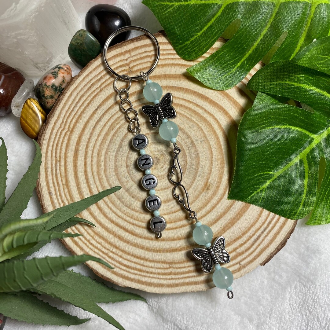 Angel Wings and Butterfly Keychain⋆⁺₊⋆silver Keychain | Blue Keychain ...