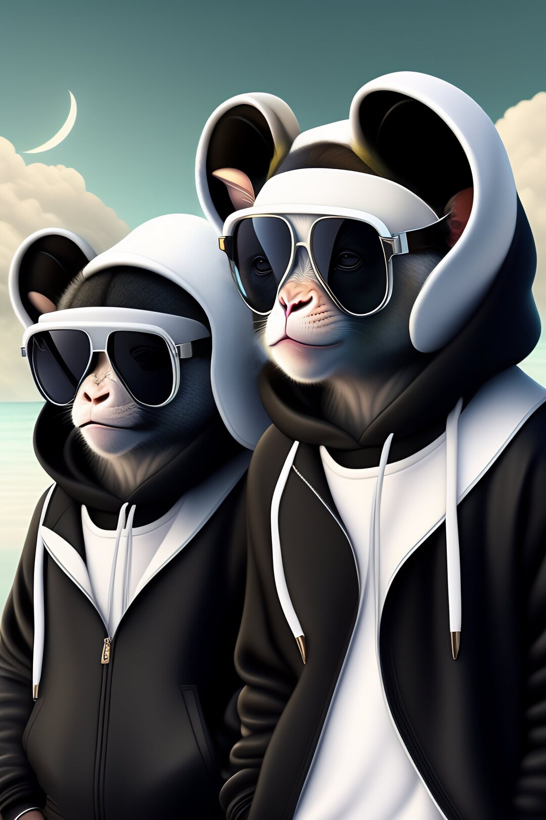 Digital Art Animal - Digital Monkeys - Digital Art - Animal - Monkey - Etsy