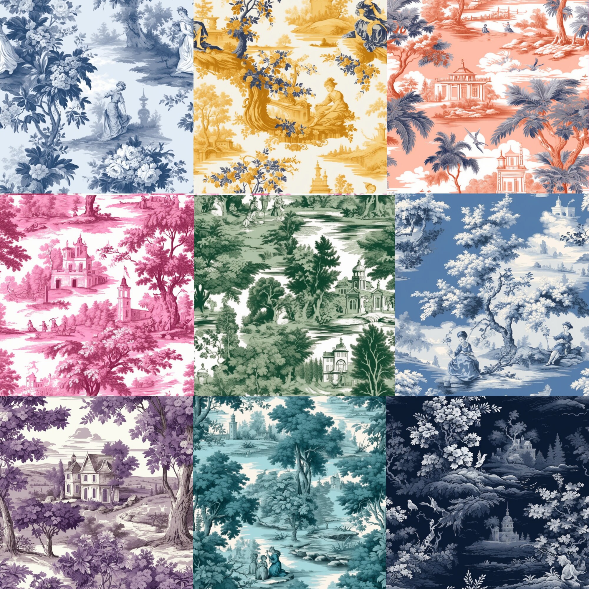 Toile De Jouy French Wallpaper Digital Printable Scrapbook Paper ...