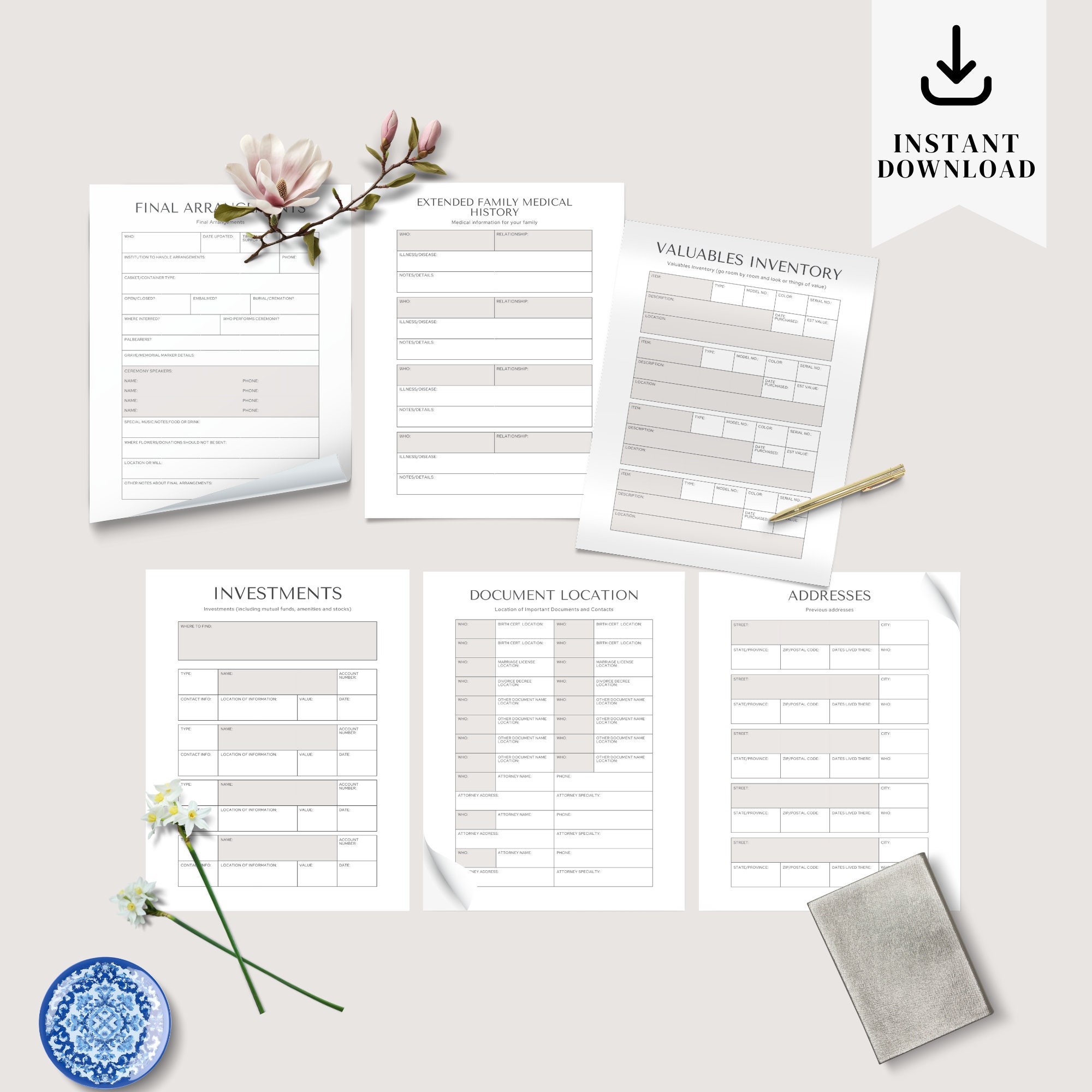 End of Life Death Goodbye Planner Swedish Death Cleaning US Letter A4 ...