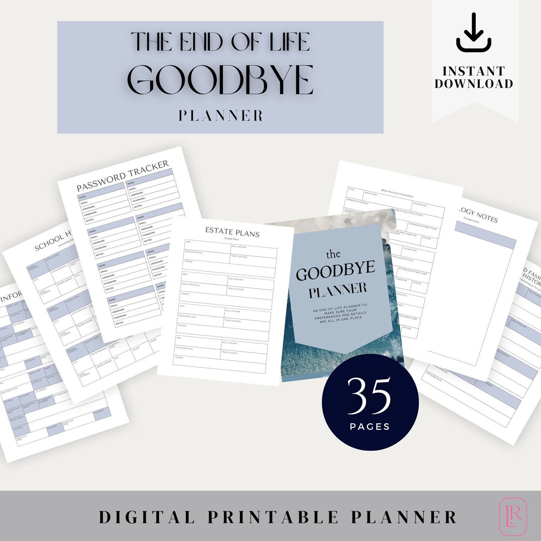 End of Life Death Goodbye Planner Swedish Death Cleaning US Letter A4 ...