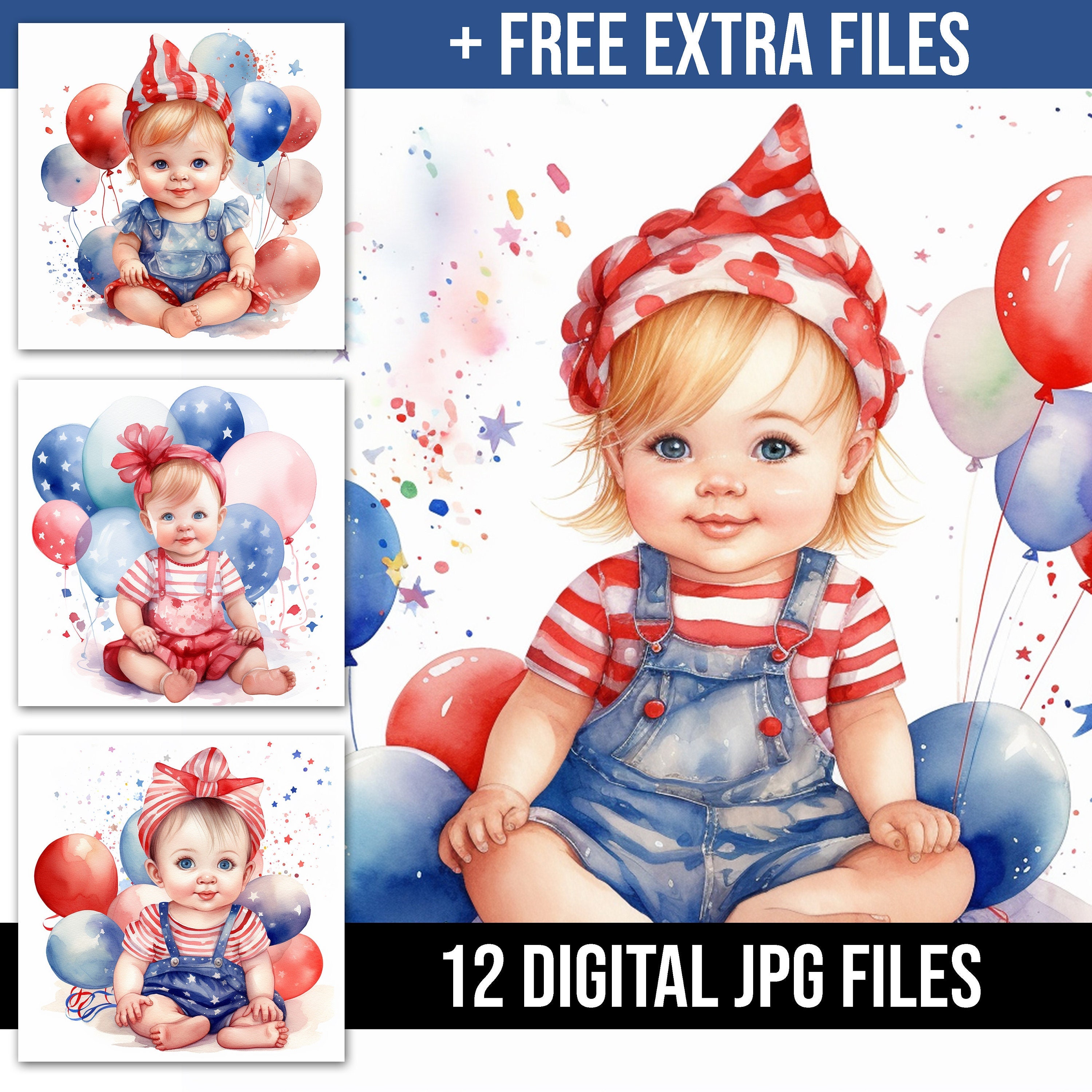 Baby Girl 4th of July Clipart Usa Patriotic Cute 4th of July - Etsy