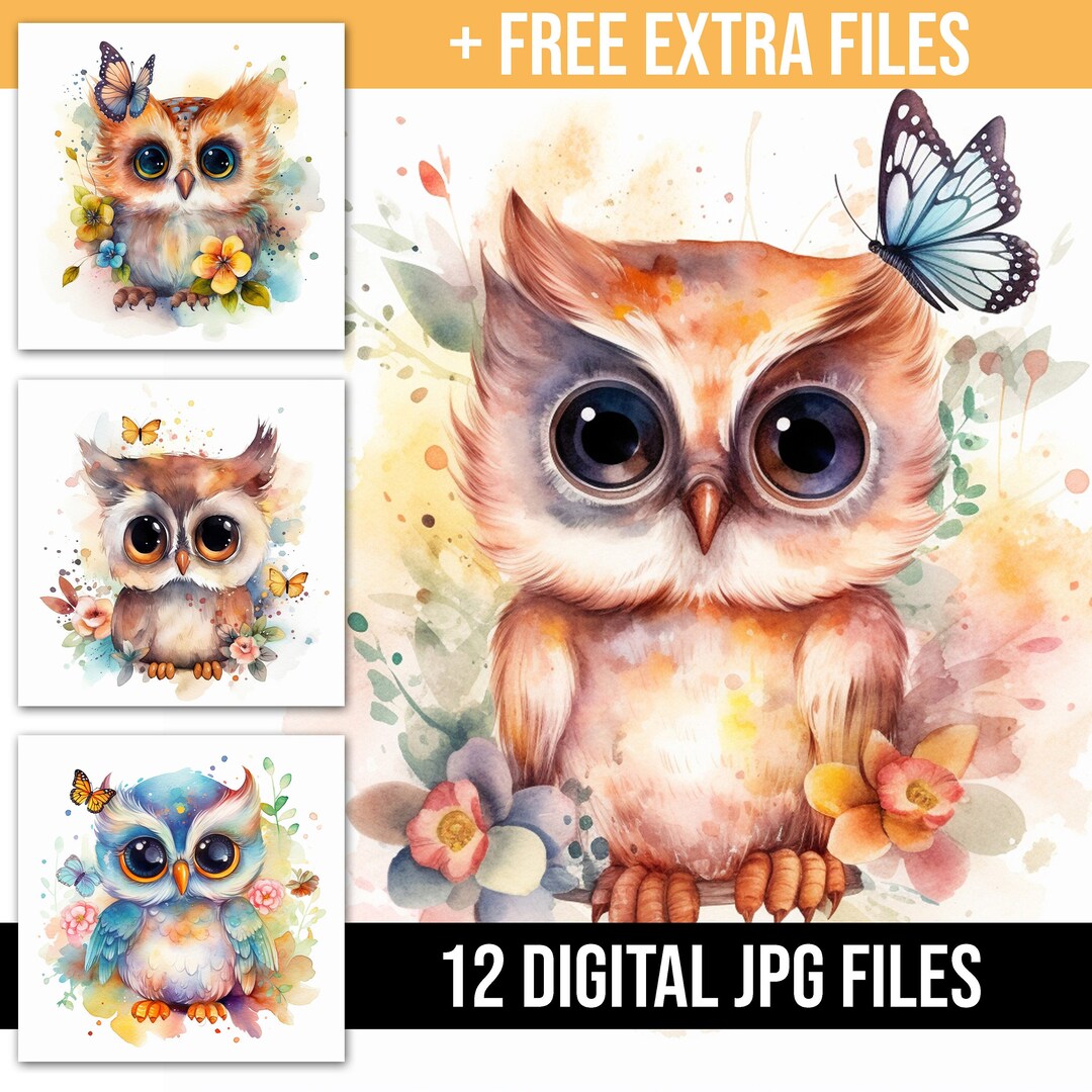Watercolor Baby Owl Clipart, Paper Crafts, Owl Sublimation, Owl Tumbler ...