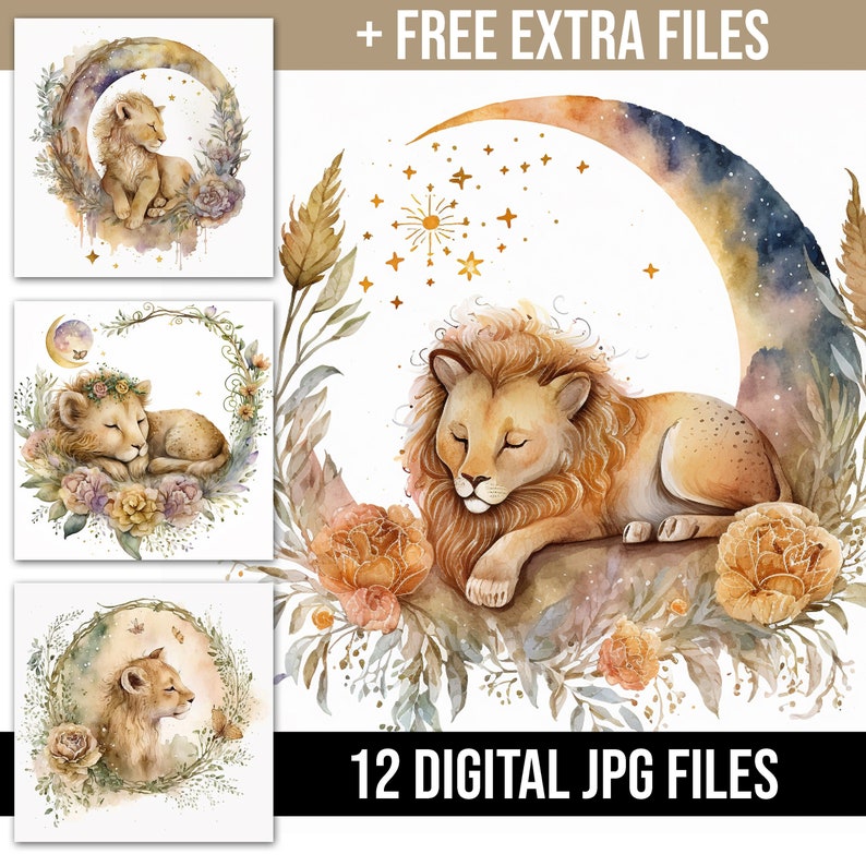 Lion Watercolor Clip Art Commercial Use African Animal - Etsy