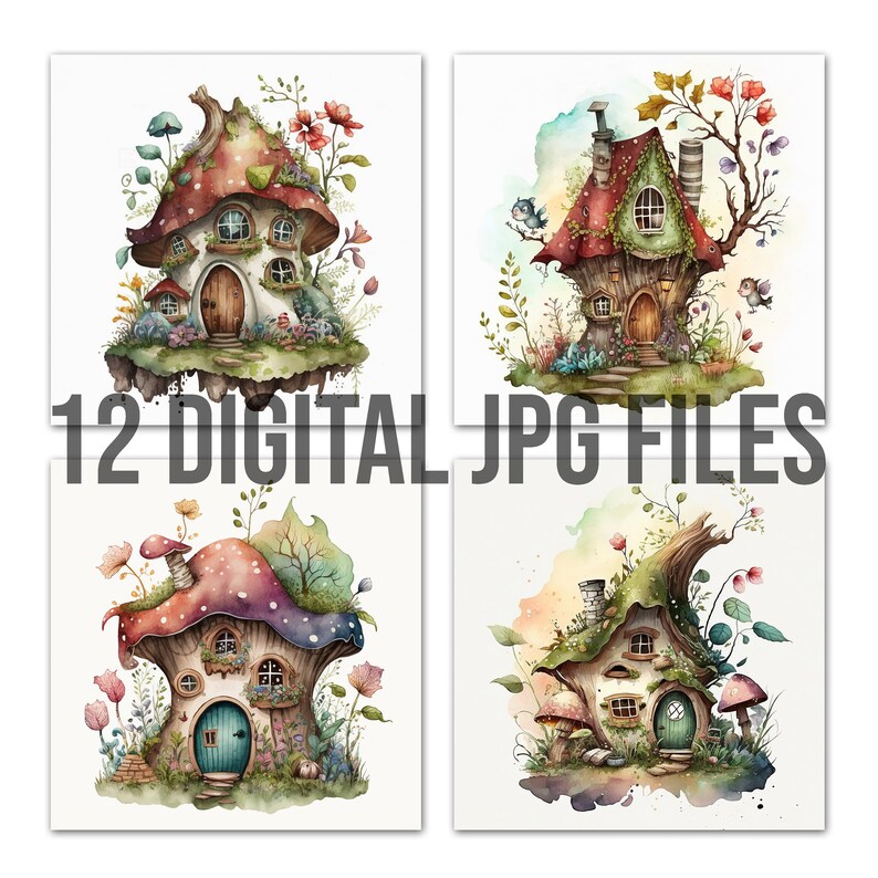 Watercolor Fairy House Illustration Art for Crafting Digital - Etsy