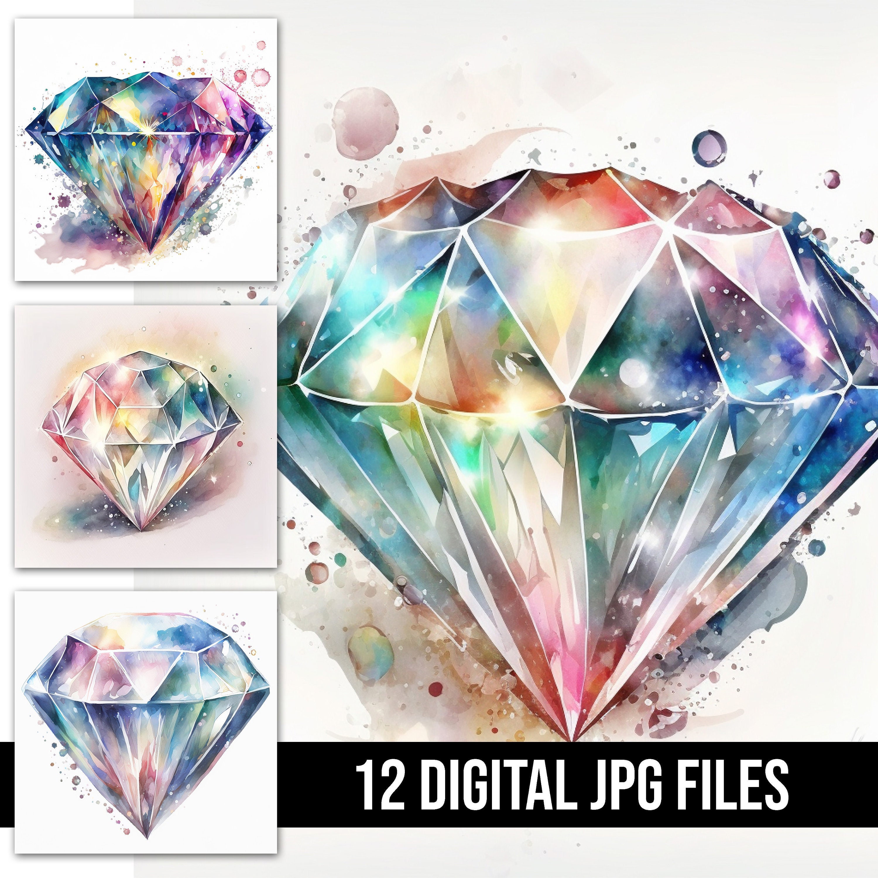 Watercolor Diamonds Illustration Bundle Collection High Quality ...