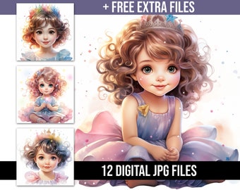 Watercolor Sweet Girl Clipart Set Baby Girl Illustrations - Etsy